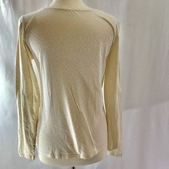 LOFT | Tops | Loft Long Sleeve Top With Metallic Gold Texture | Poshmark